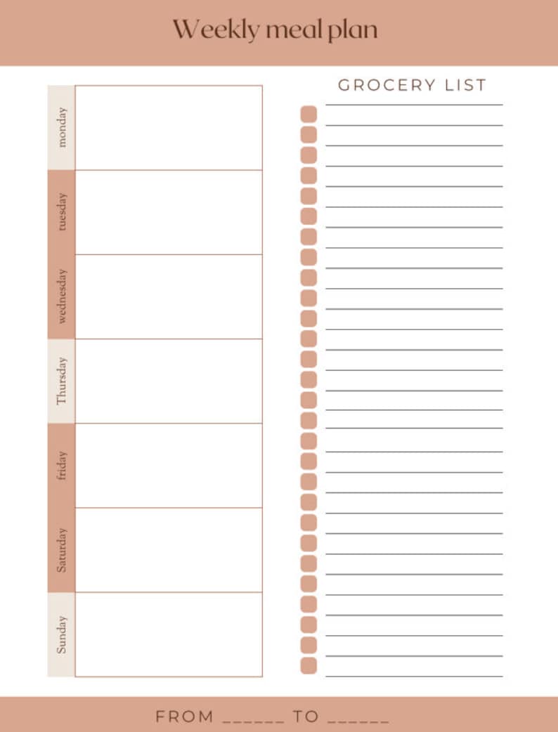 Weekly Meal Plan and Grocery List Digital Download 8 Designs Ready to ...