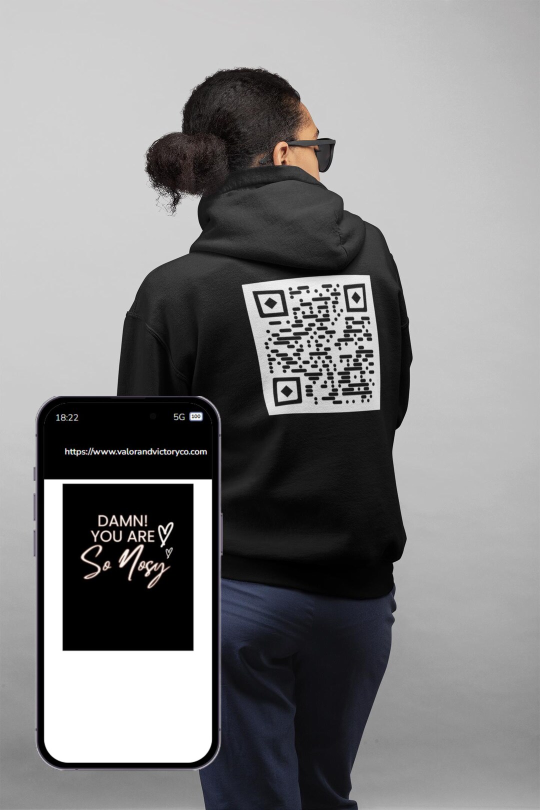 Unisex College Hoodie QR Code Secret Message damn Your Nosy. - Etsy