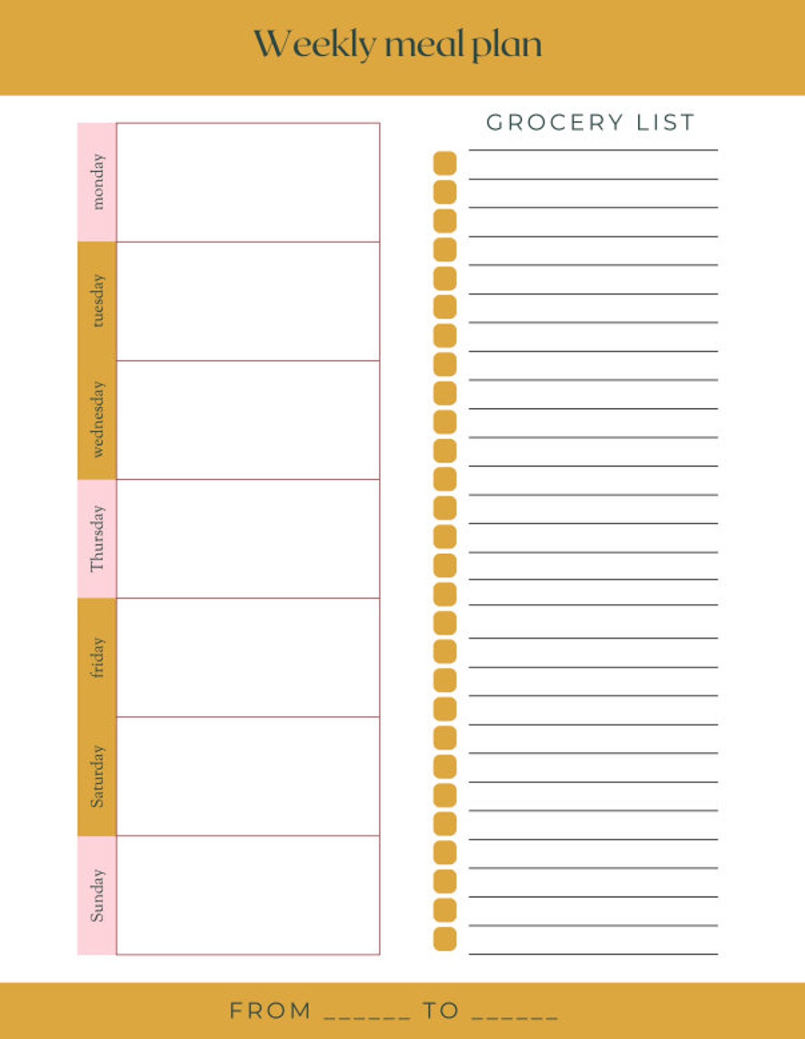 Weekly Meal Plan and Grocery List Digital Download 8 Designs Ready to ...