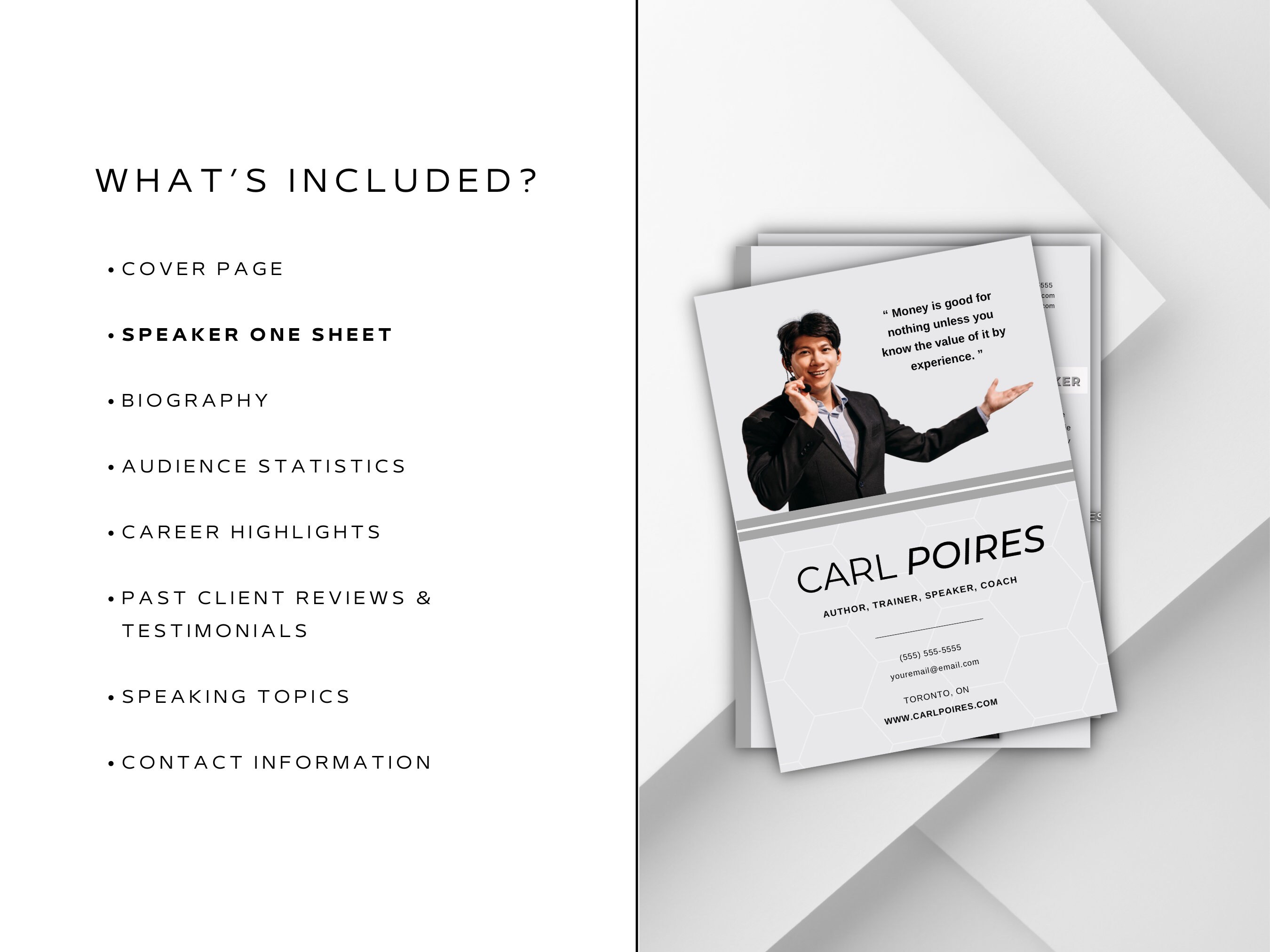 Speaker Media Kit Canva Bundle | Speaker One Sheet | Keynote Speaker ...