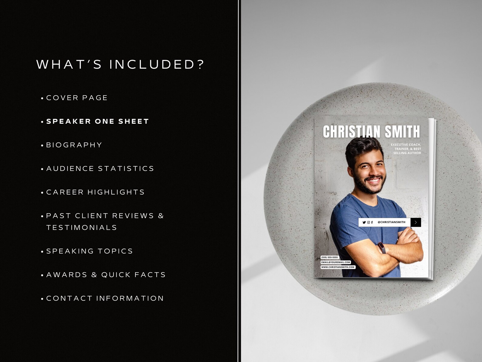 Speaker Media Kit | Speaker One Sheet Bundle Canva Template | Speaker ...