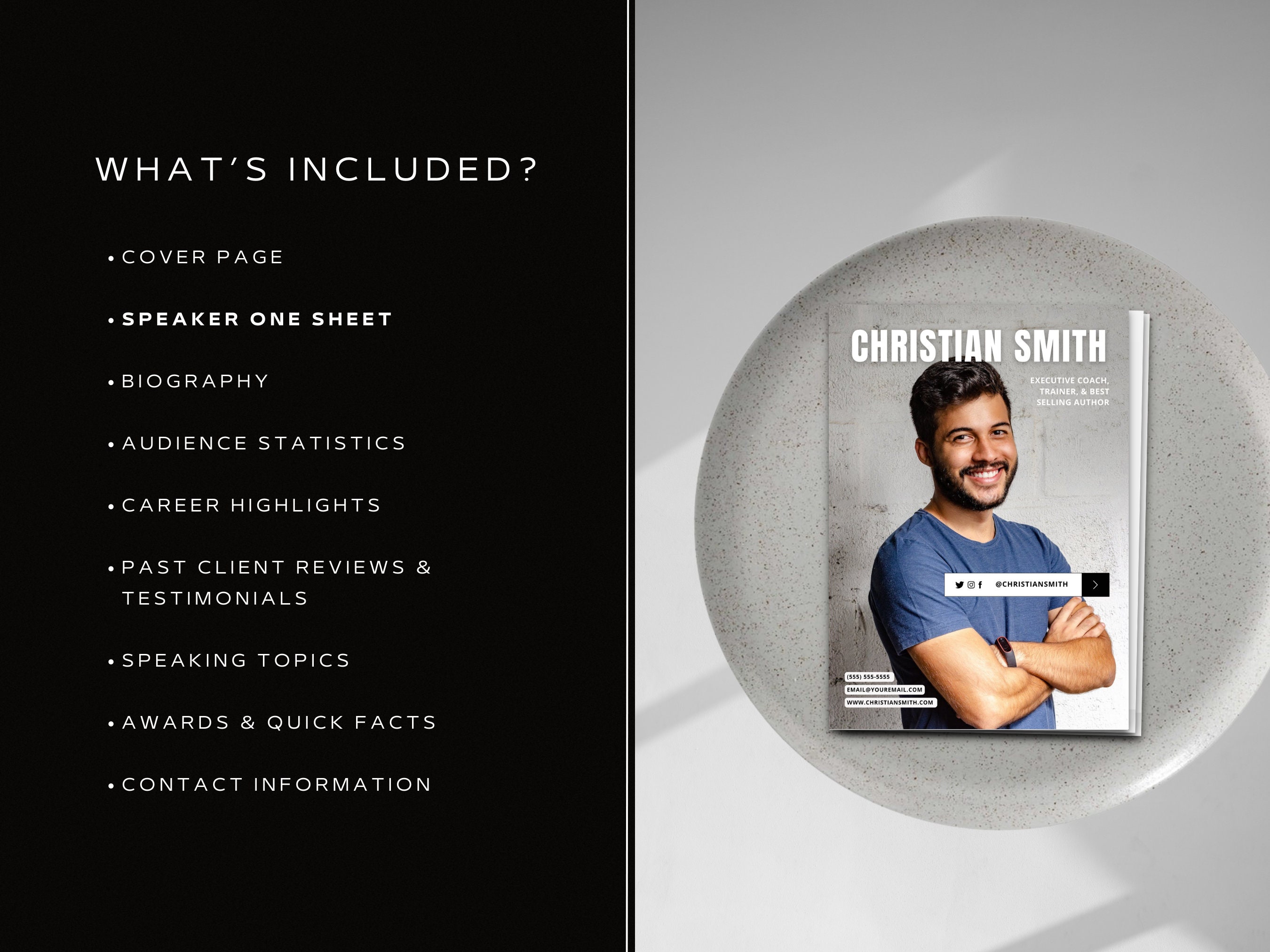 Speaker Media Kit | Speaker One Sheet Bundle Canva Template | Speaker ...