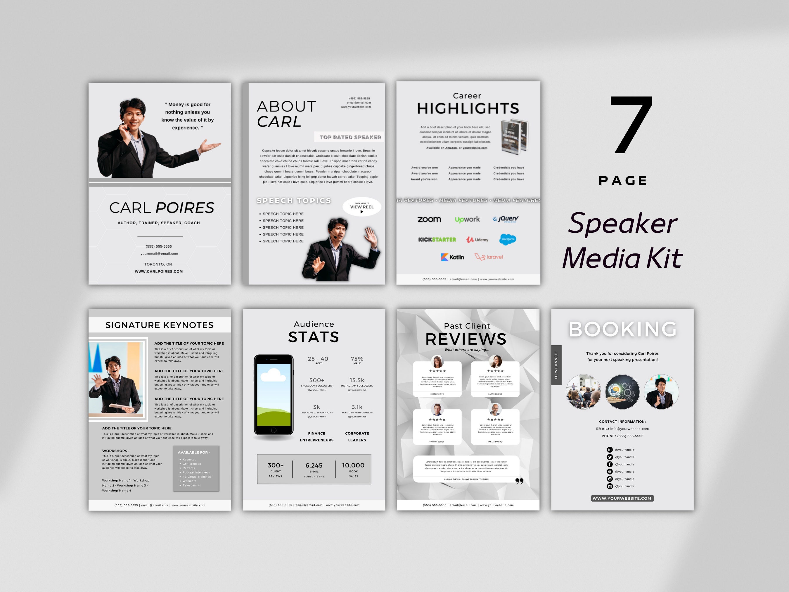 Speaker Media Kit Canva Bundle | Speaker One Sheet | Keynote Speaker ...