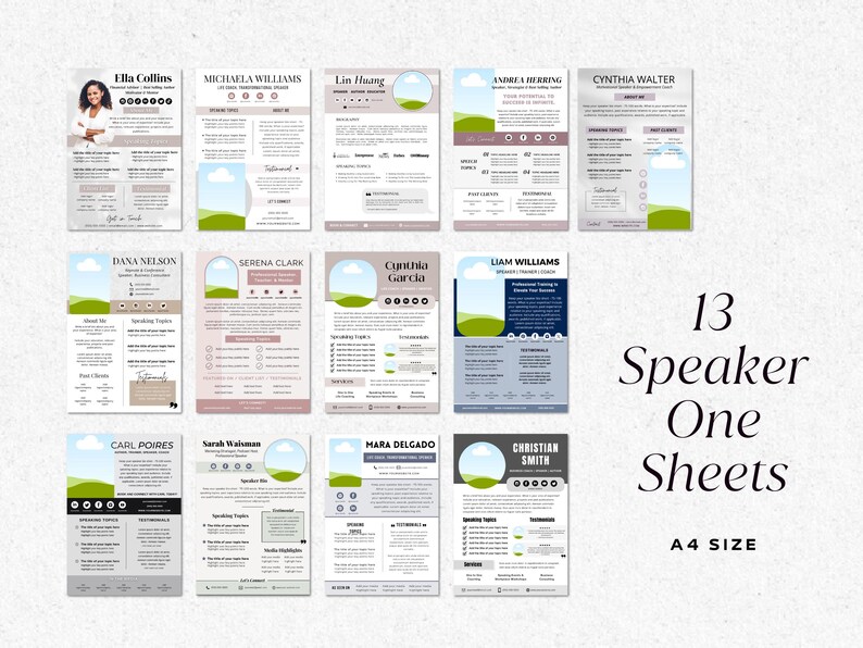 Speaker Sheet and Media Kit Template Bundle, Speaker One Sheet ...