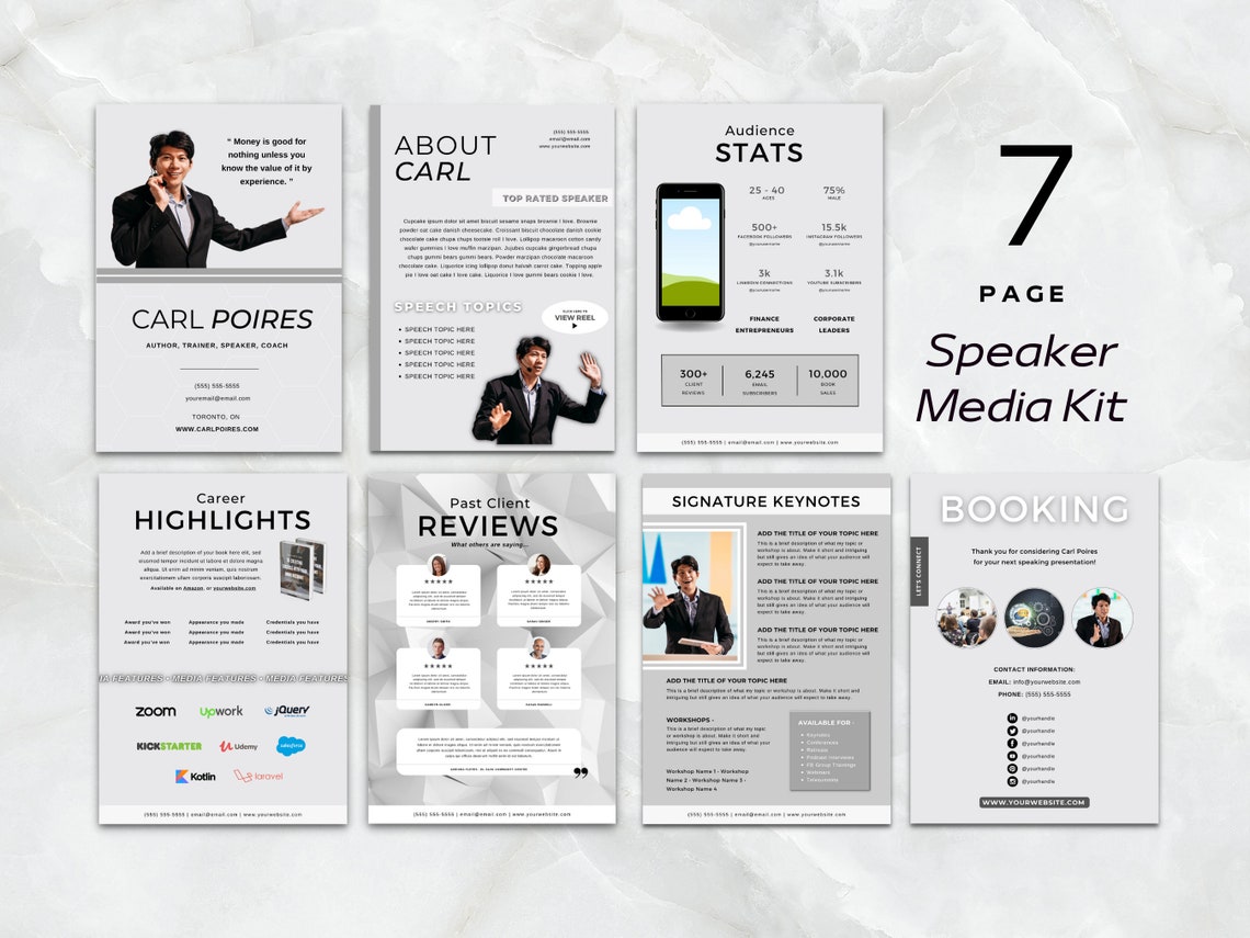 Speaker Templates Bundle | Speaker One Sheet | Unique Business Card ...