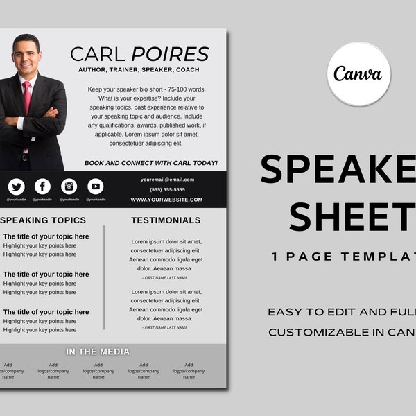 Speaker One Sheet - Etsy