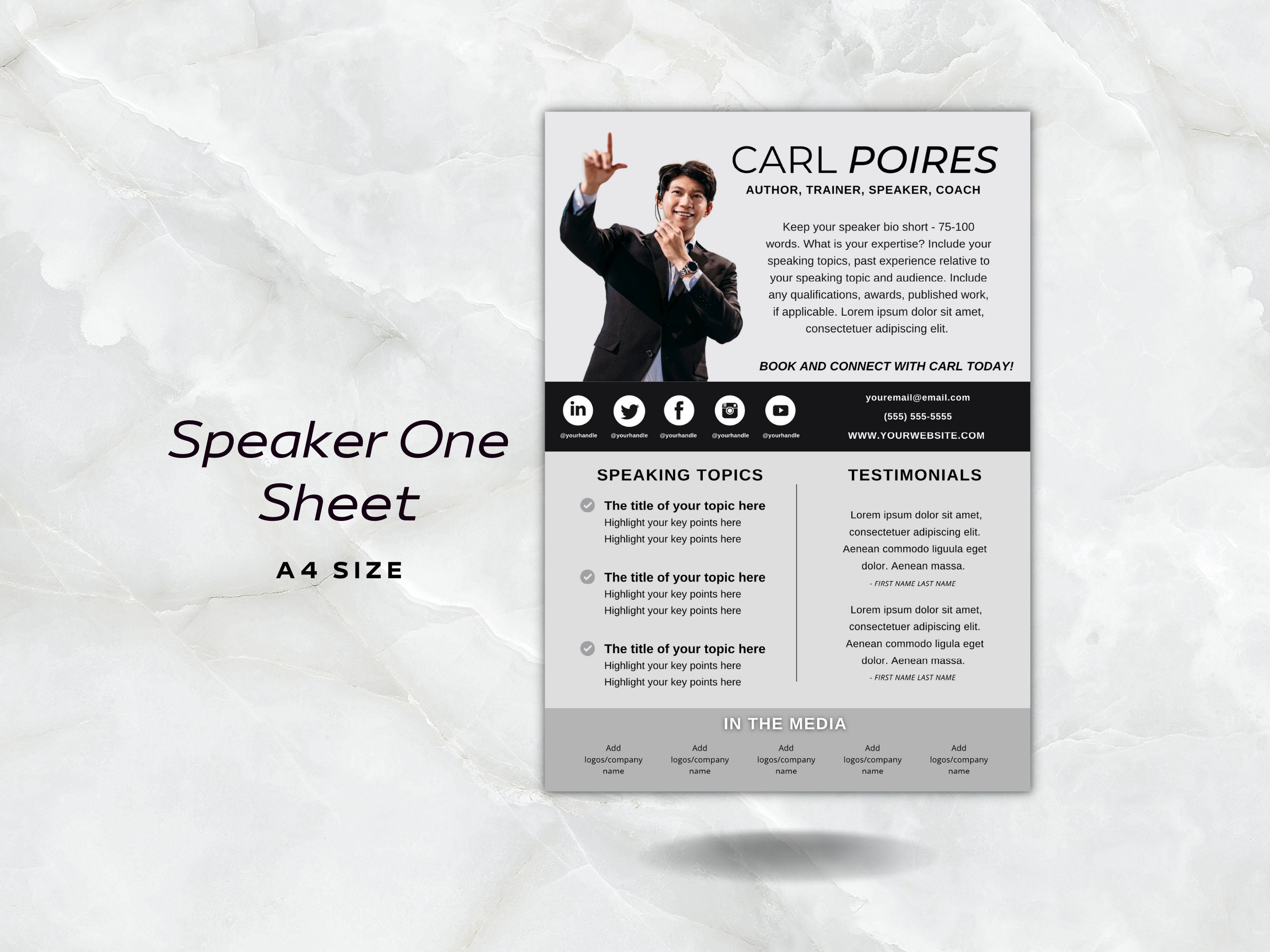 Speaker Templates Bundle | Speaker One Sheet | Unique Business Card ...