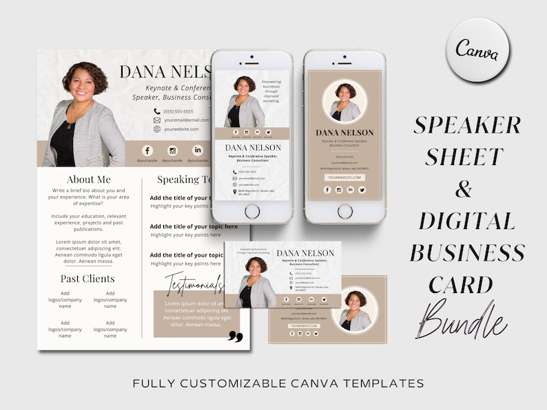 Speaker Sheet and Digital Business Card Bundle | Professional Speaker ...