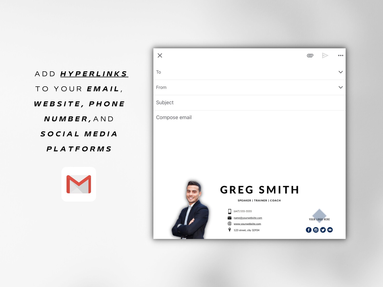 Email Signature Template for Gmail | Email Signature Clickable ...