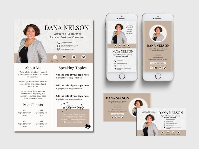 Speaker Sheet and Digital Business Card Bundle | Professional Speaker ...