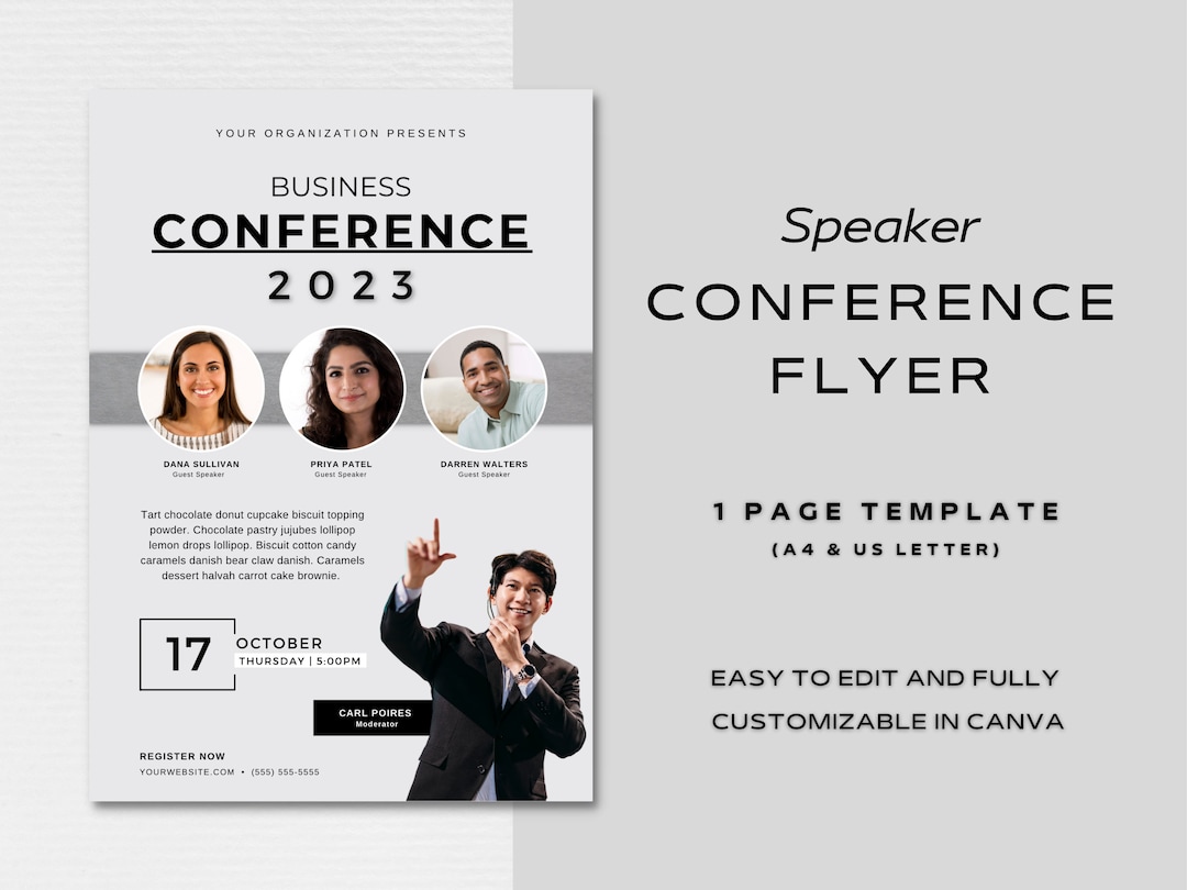 Business Conference Flyer | Speaker Canva Template | Seminar Flyer ...