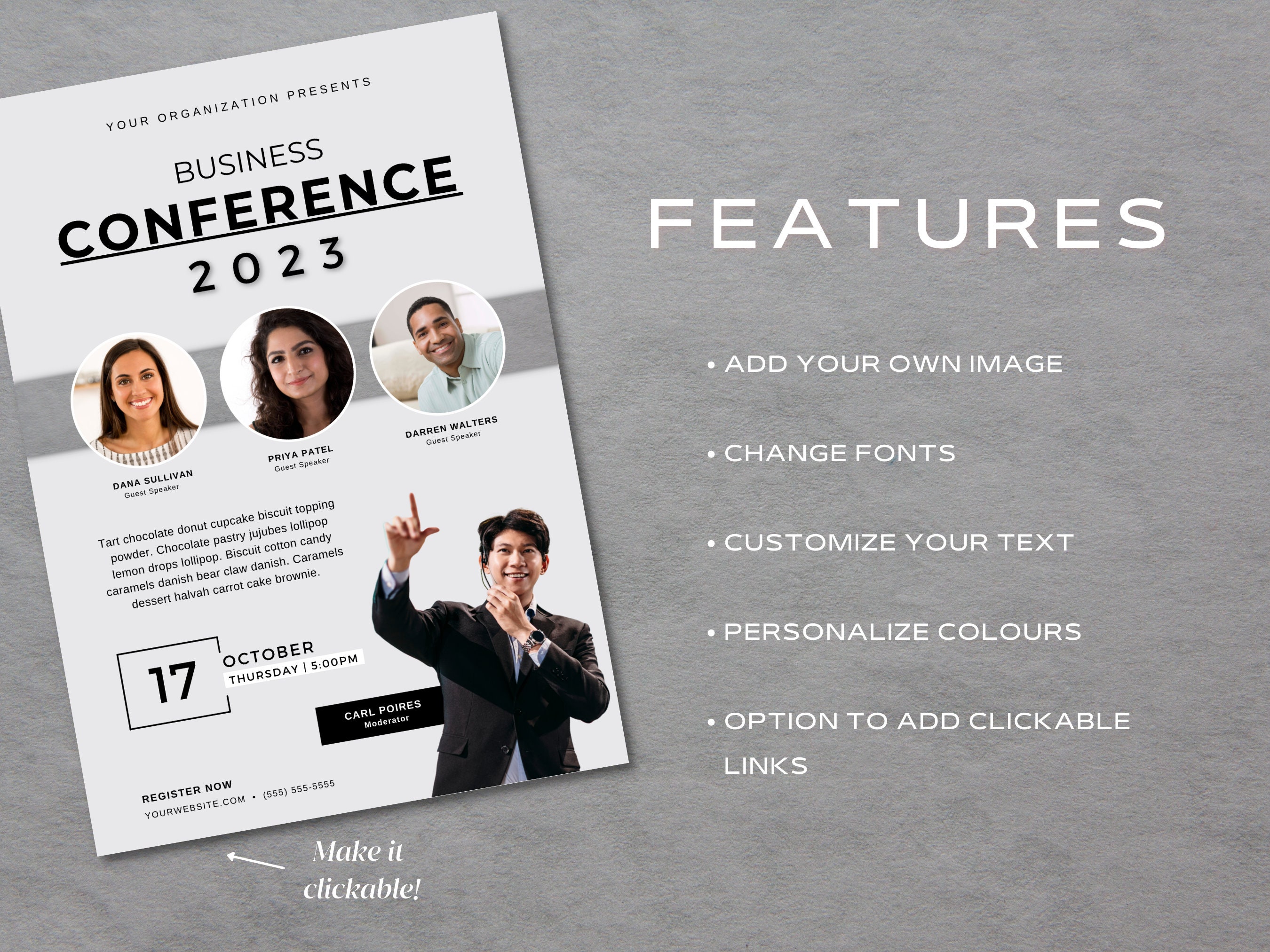 Business Conference Flyer | Speaker Canva Template | Seminar Flyer ...