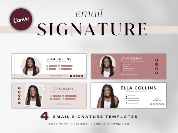Email Signature Template Canva Bundle Signature Logo Gmail - Etsy