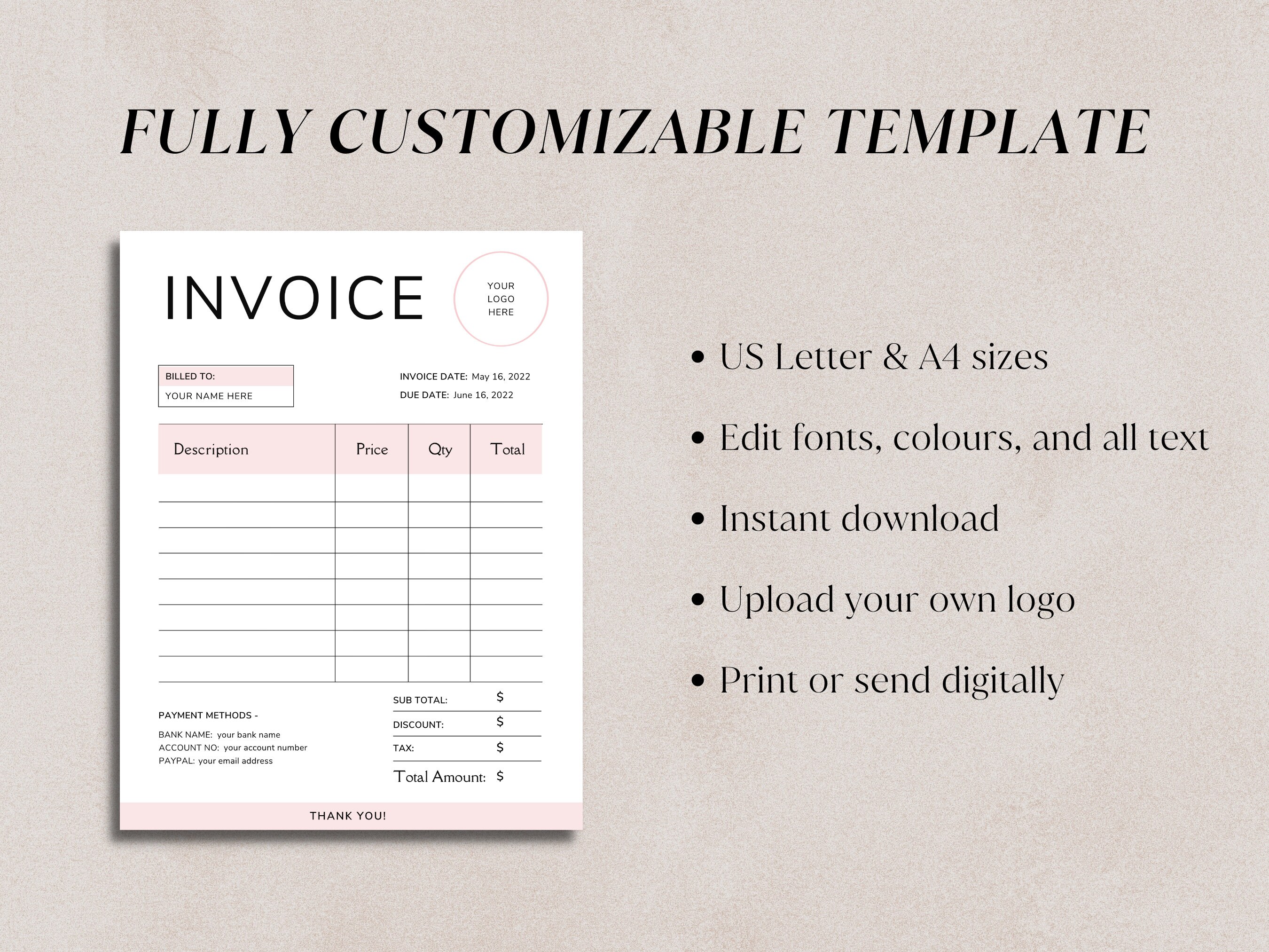 Pink Invoice Template Download Invoice Template Invoice Template With ...
