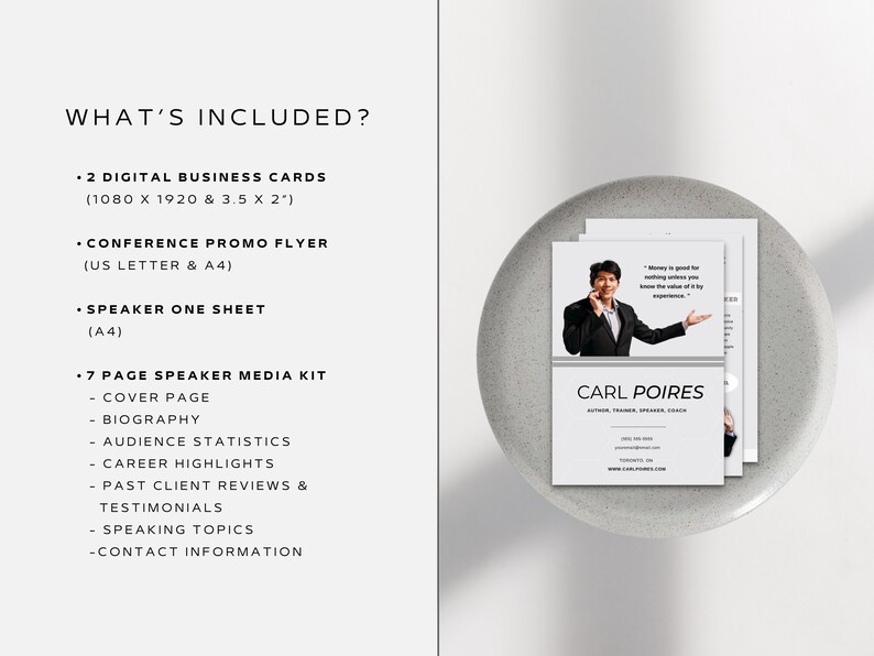 Speaker Templates Bundle | Speaker One Sheet | Unique Business Card ...