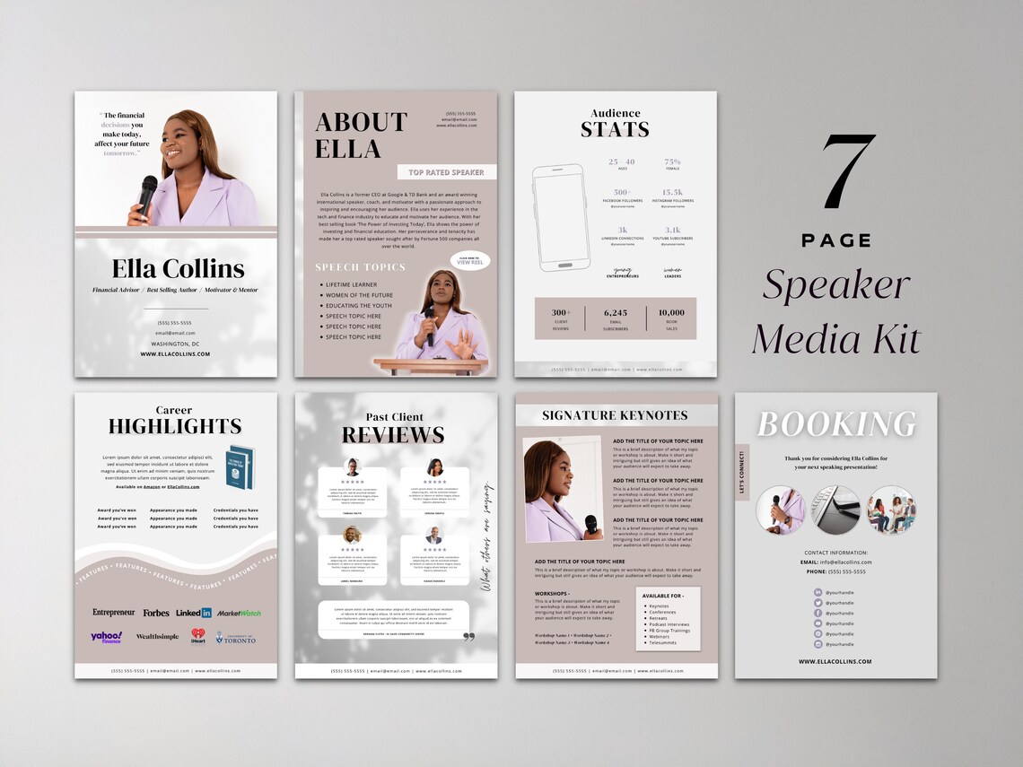 Speaker Sheet and Media Kit Bundle Speaker One Sheet Template Canva ...