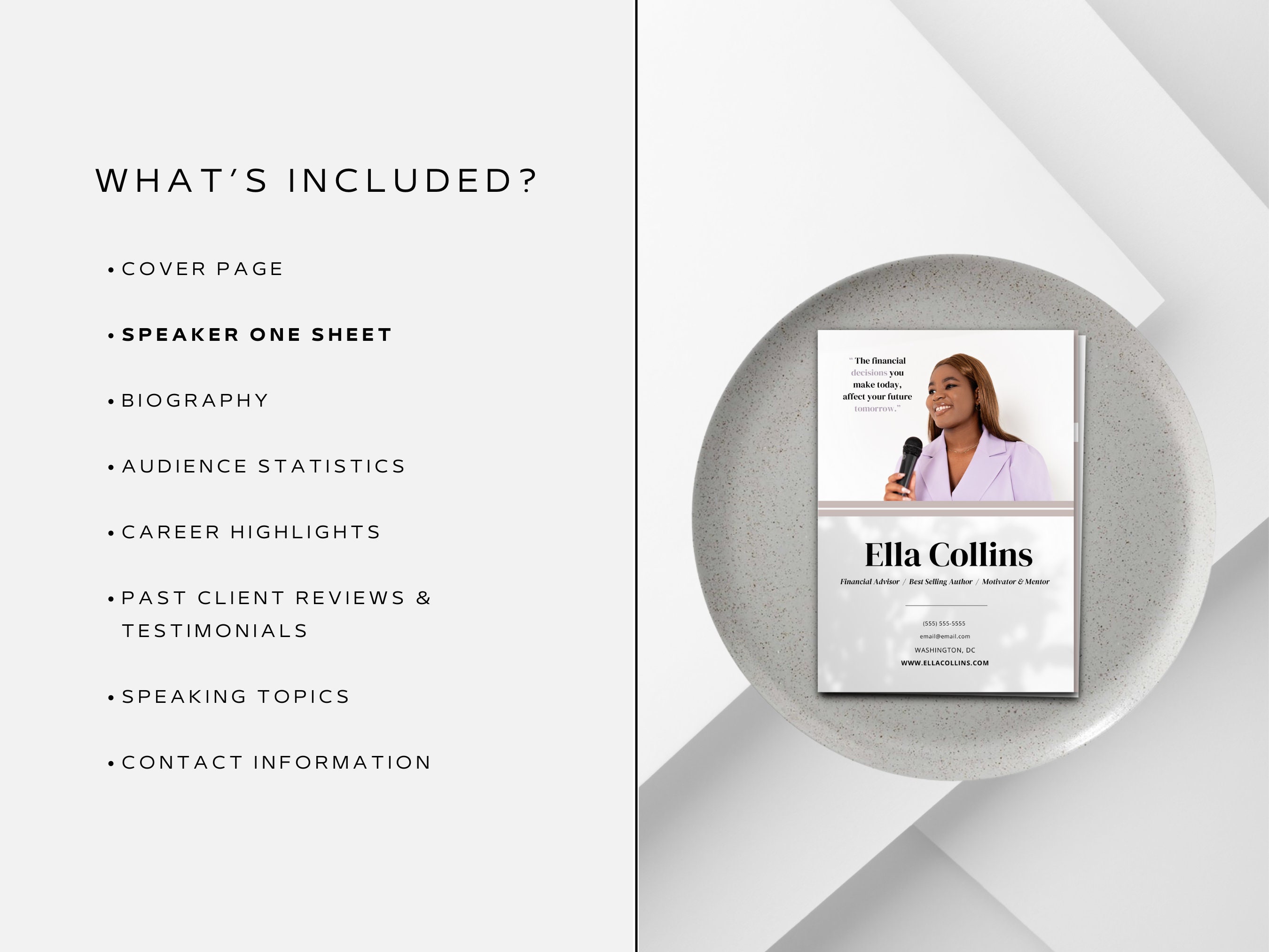 Speaker Media Kit | Speaker One Sheet Bundle Canva Template | Speaker ...