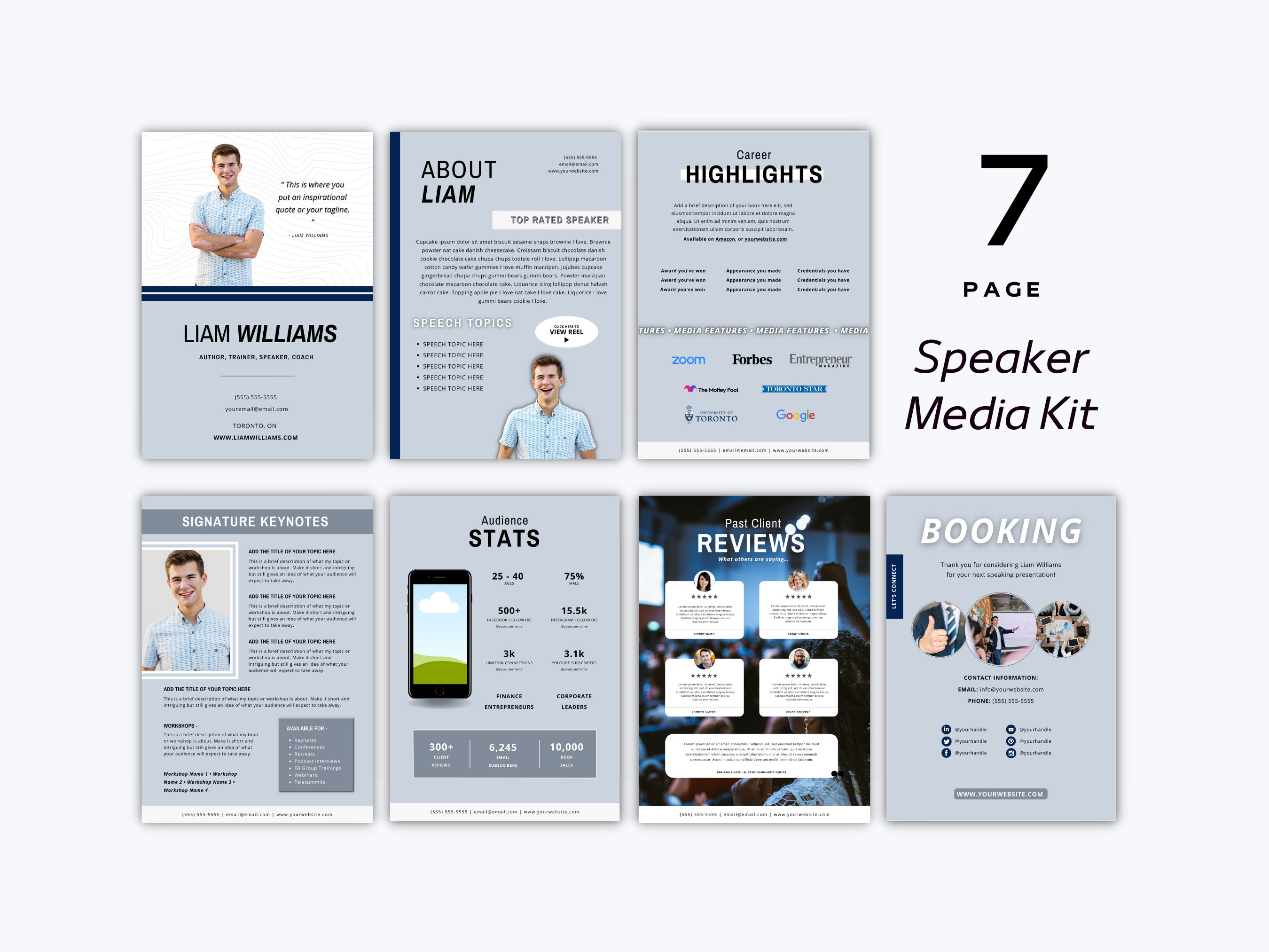Motivational Speaker Media Kit | Speaker Sheet and 7 Page Media Kit ...