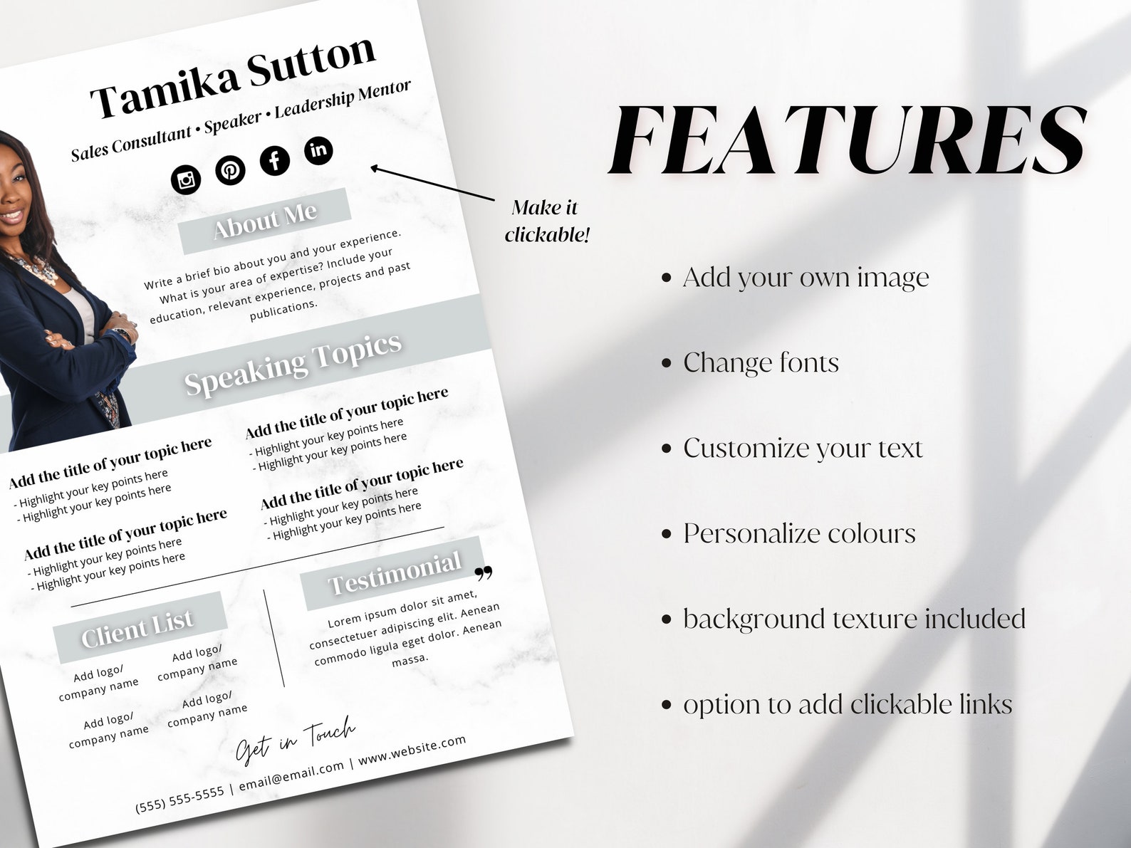 Speaker Sheet Canva Template | Speaker Sheet Template for Professional ...