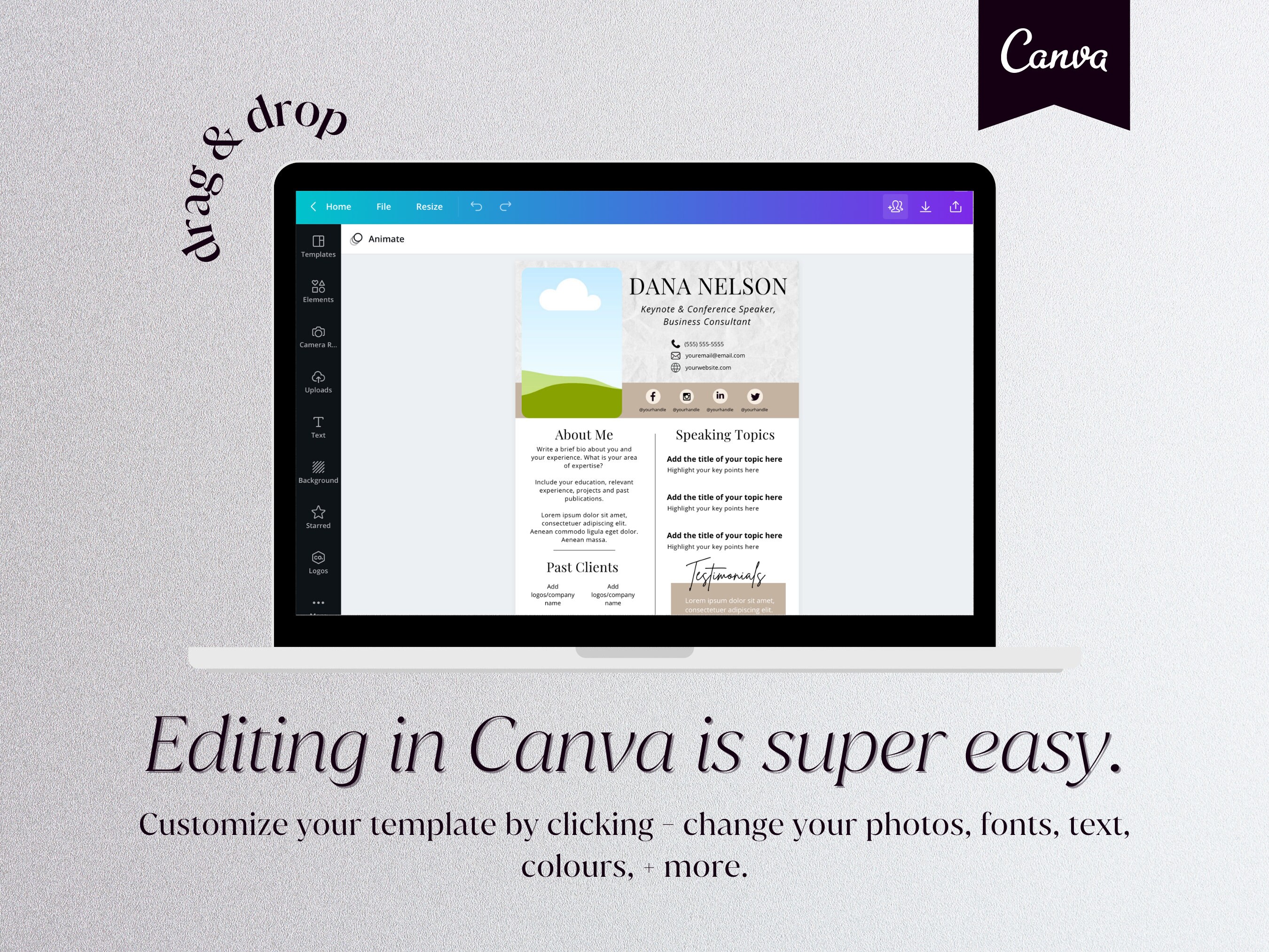 Speaker Sheet and Digital Business Card Bundle | Professional Speaker ...