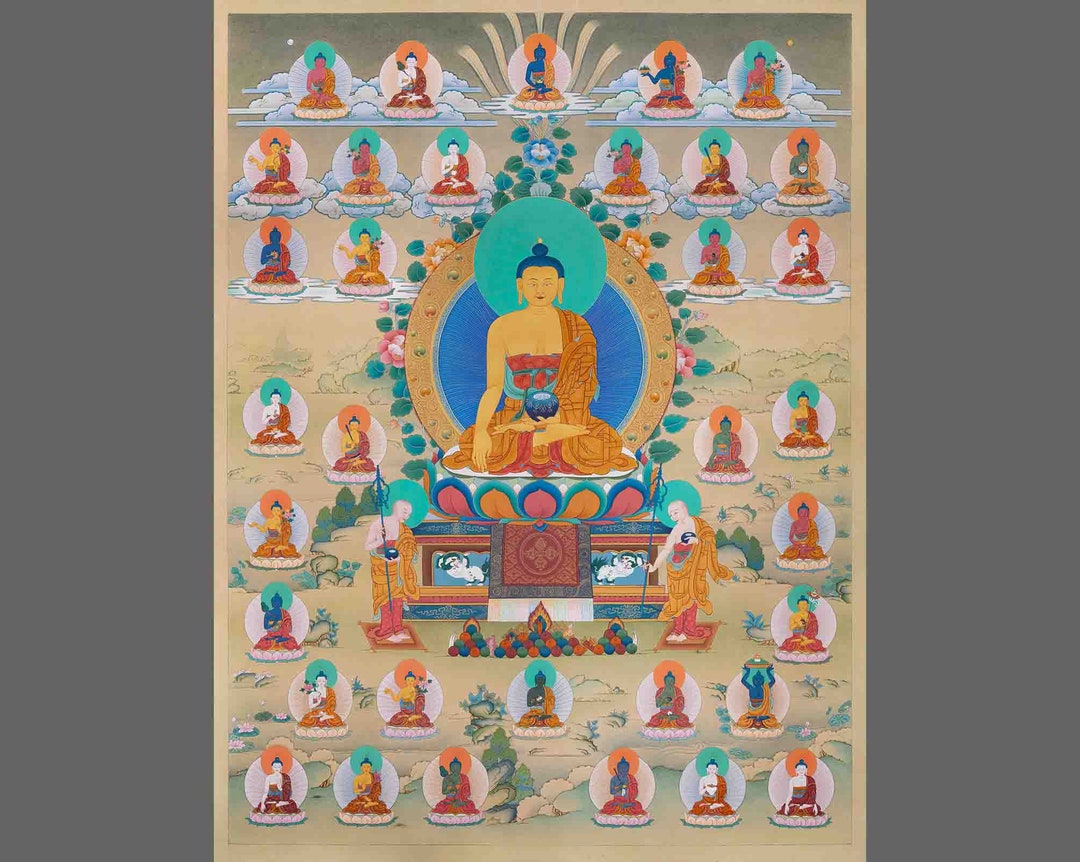 35 Confessional Buddhas in Traditional Buddhist Thangka Printed in High ...