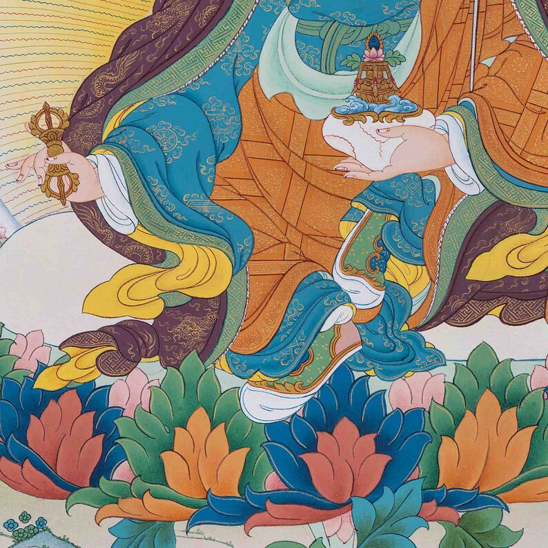 Guru Padmasambhava Thangka Painting, Giclée Canvas Print, Lotus Born ...
