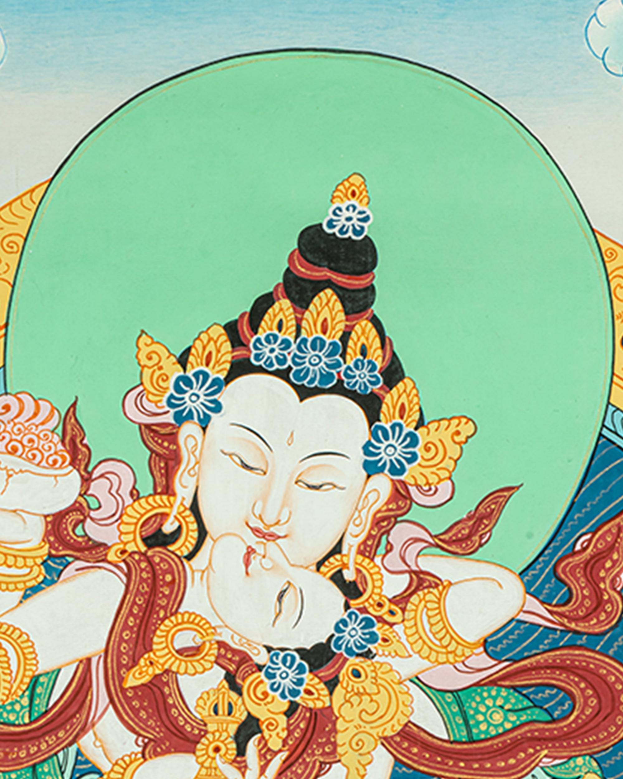 Vajrasattva Thangka Painting, Tibetan Buddhist Giclée Canvas Art Print ...