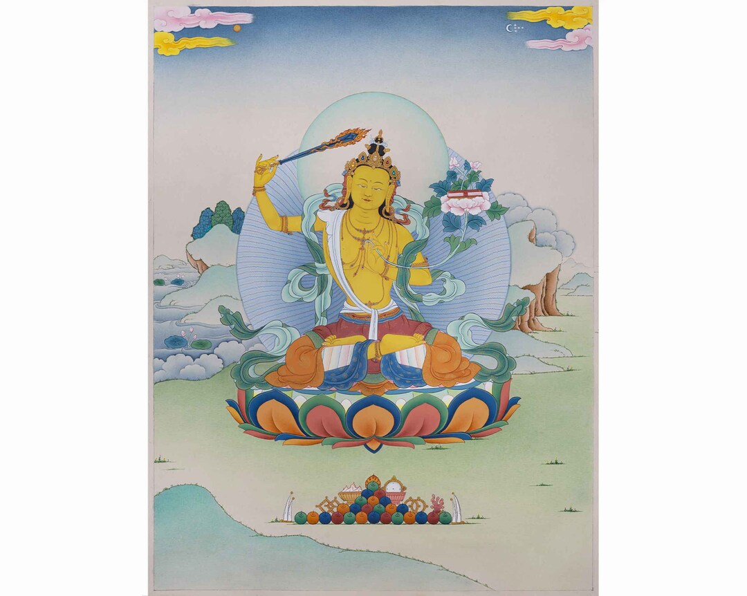 Refined Hand-painted Manjushri in Traditional Thangka Painting in High ...