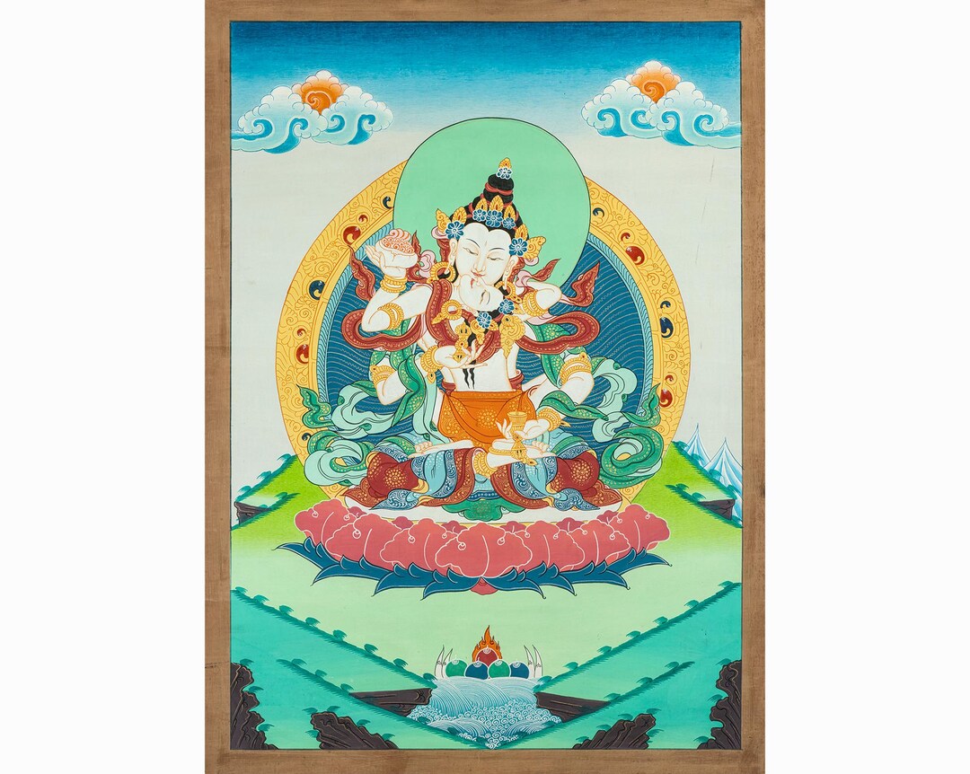 Vajrasattva Thangka Painting, Tibetan Buddhist Giclée Canvas Art Print ...