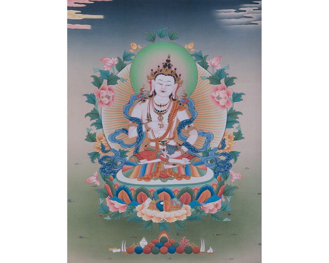 Vajrasattva Tibetan Thanka Painting: Karmagdri Style Giclée Canvas ...