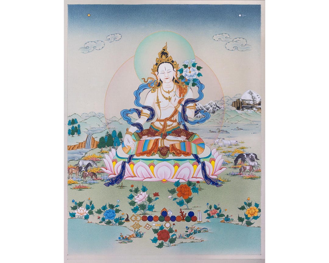 White Tara in Traditional Tanka I High Quality Giclée Canvas Print I ...