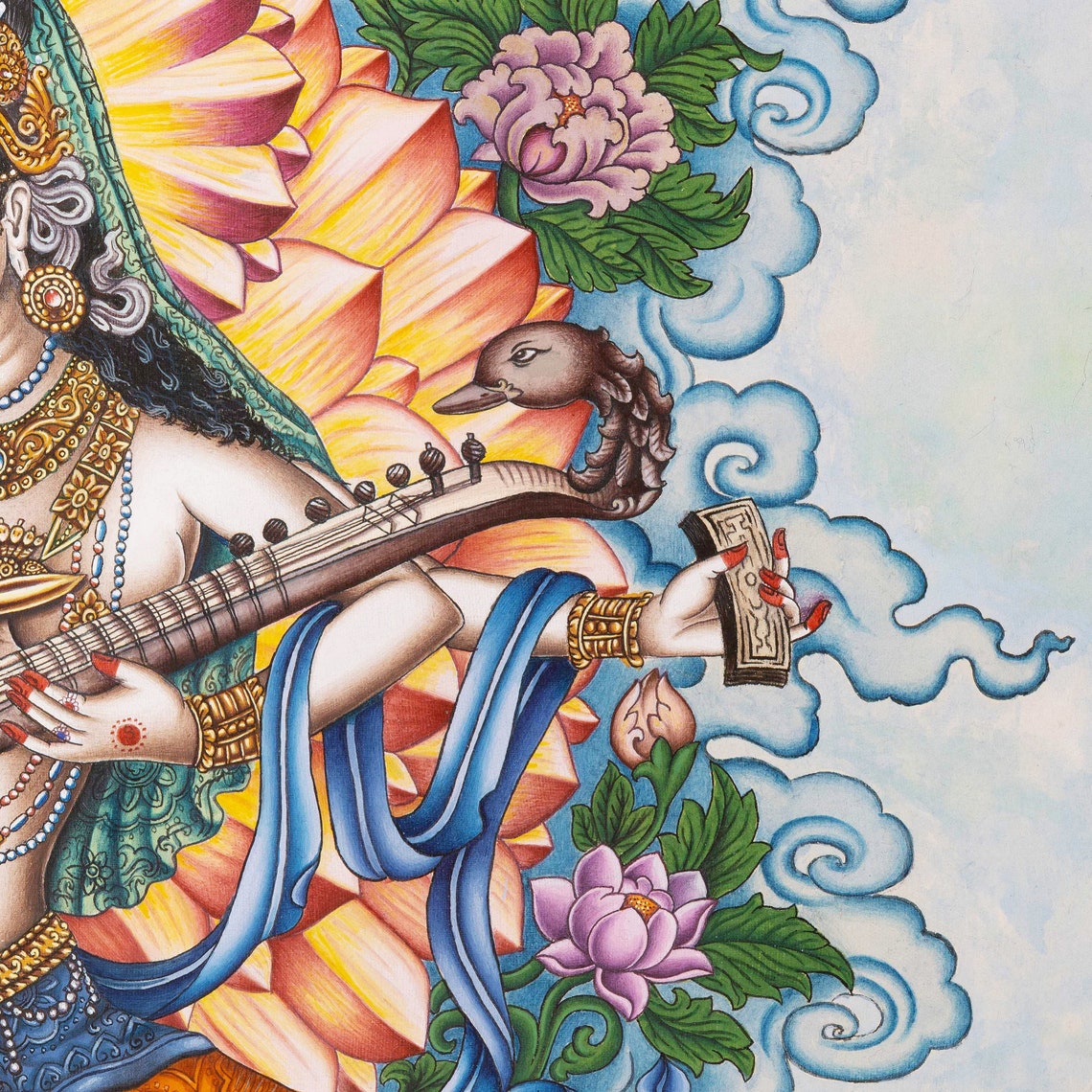 Saraswati in Traditional Newari Painting Thanka I Refined - Etsy