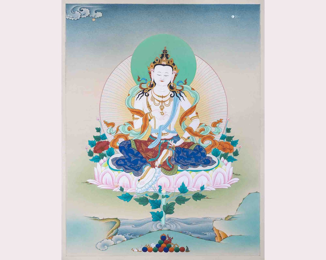 Vajrasattva in Traditional Thangka in High Quality Giclée Canvas Print ...