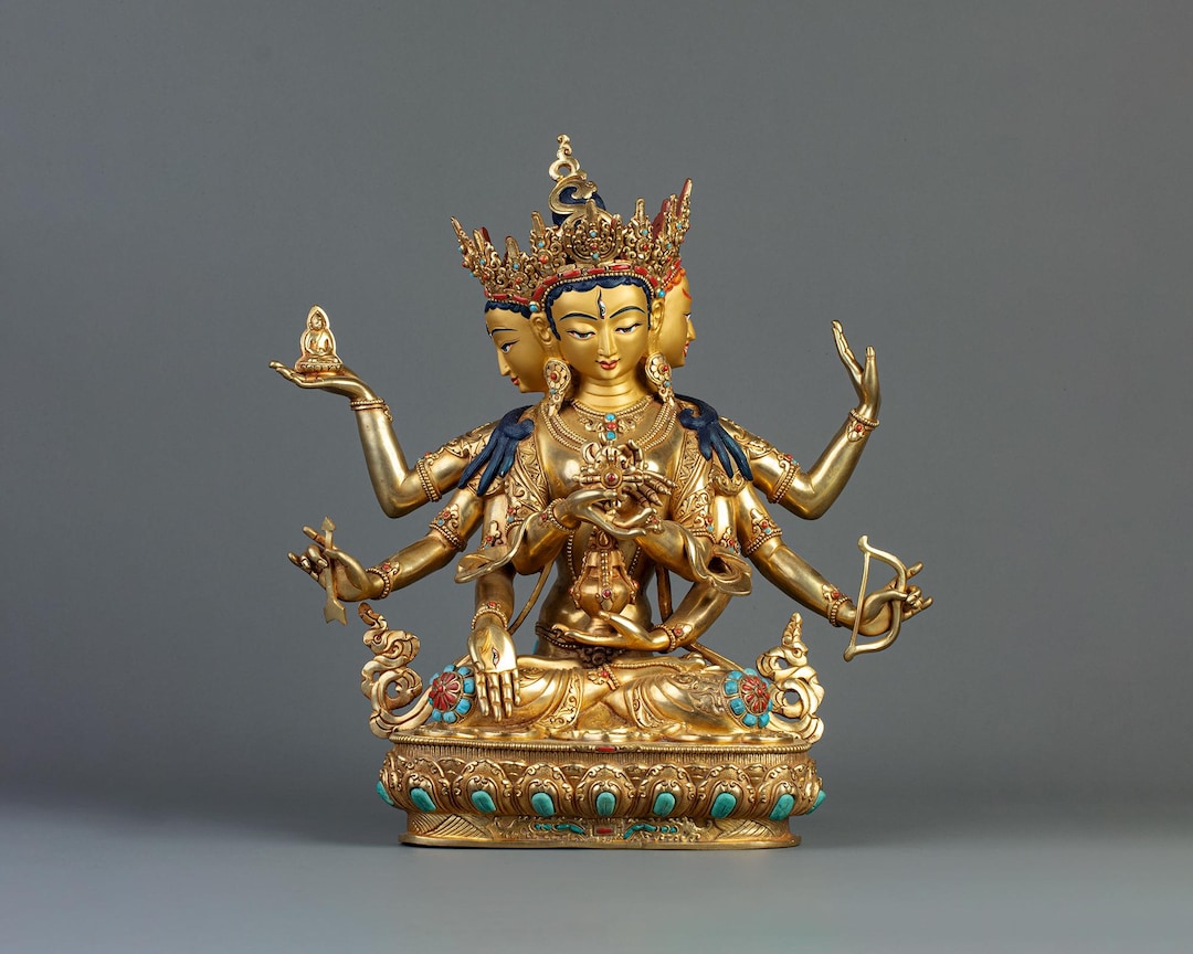 24K Gold Gilded Namgyalma Statue I Goddess of Long Life and ...