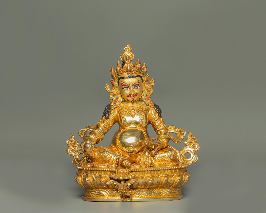 Handmade Zambala Wealth Buddha Statue: 24K Gold-coated Tibetan Feng ...