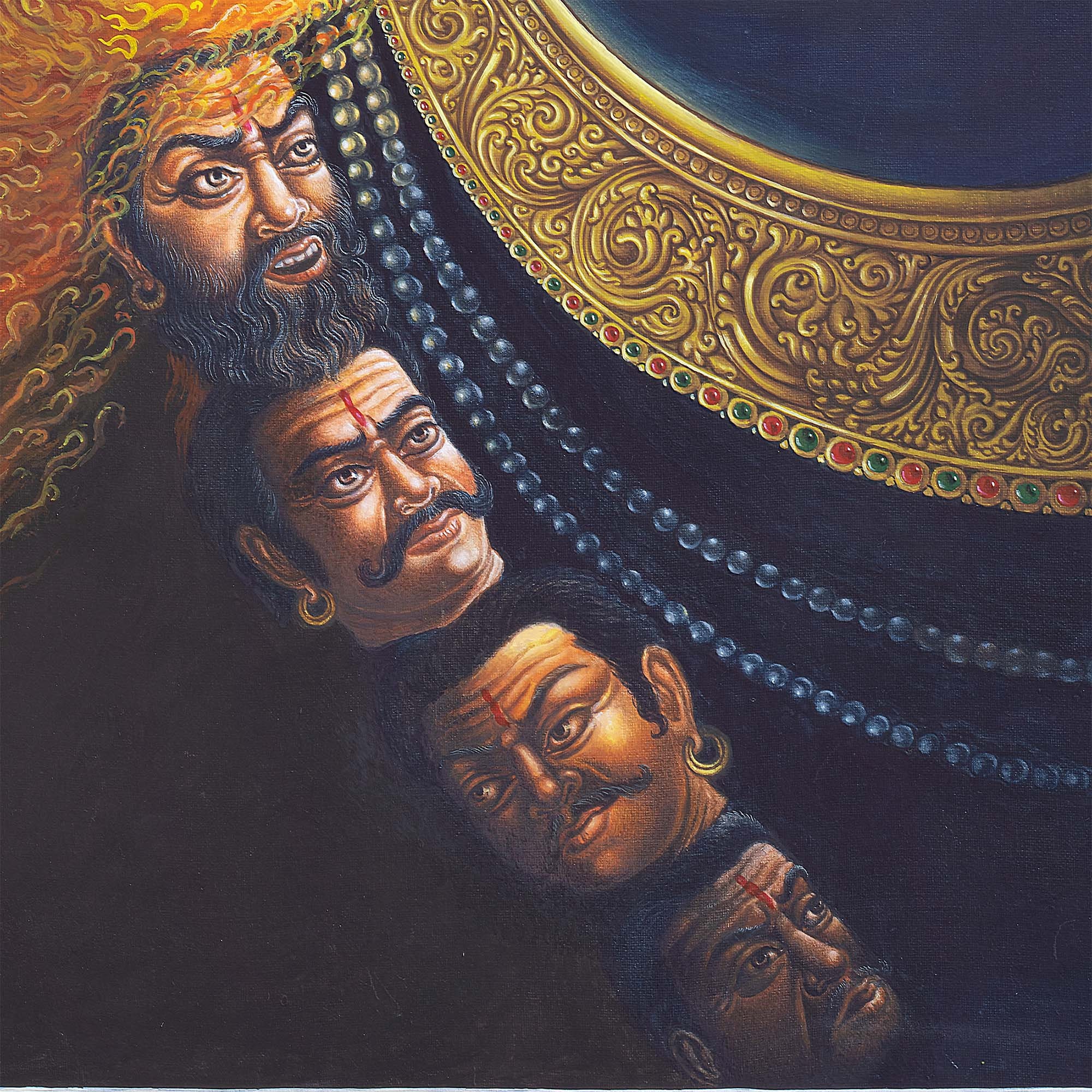 Wrathful Three Eyed Deity Mahakala in Authentic Handpainted Thanka I ...