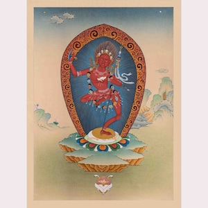 Vajravarahi in Traditional Thangka Painting, Semi-wrathful Deity, High ...