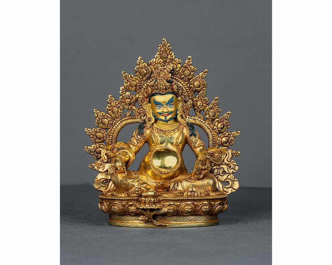 Handmade Dzambala Wealth God Statue: Tibetan Buddhist Deity Sculpture ...