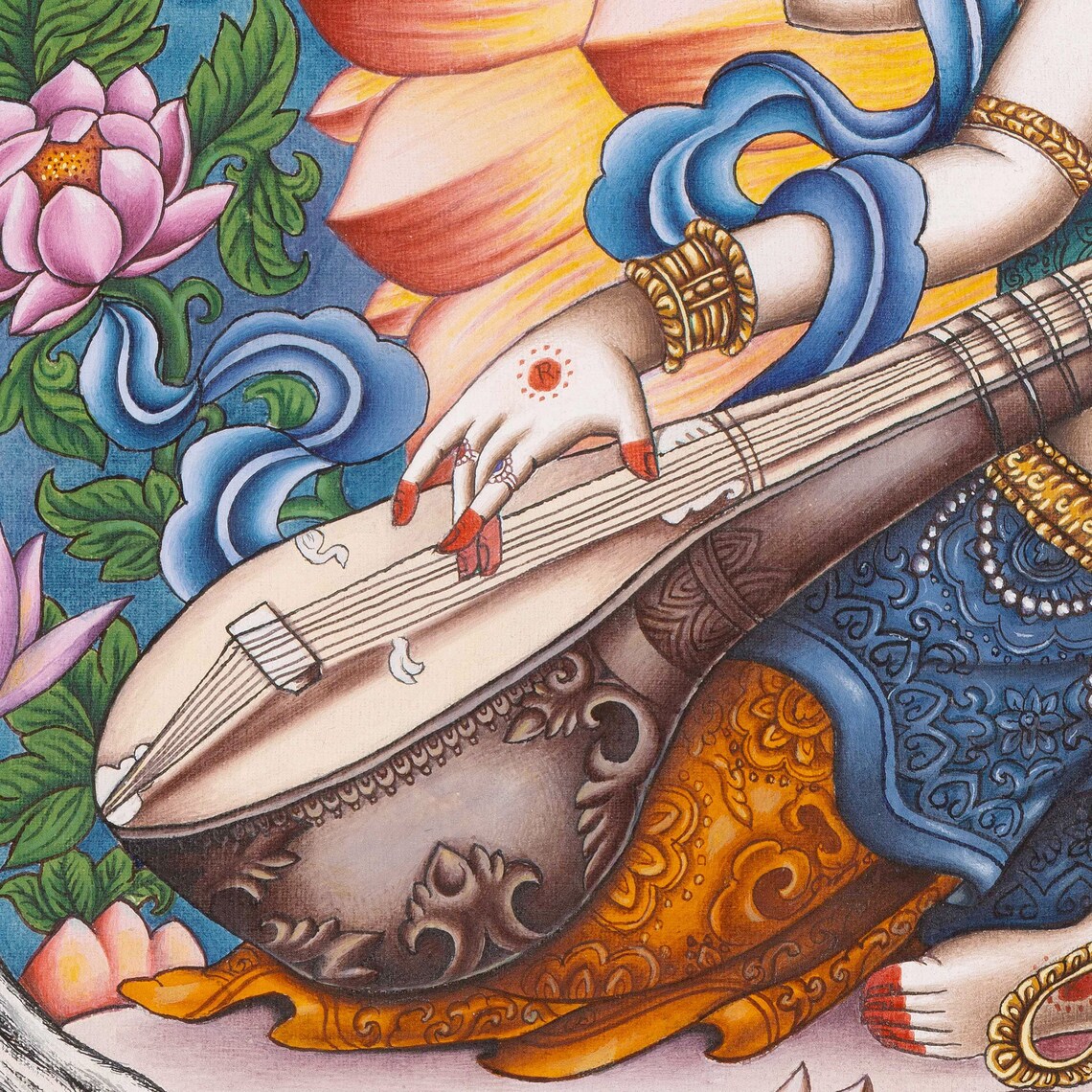 Saraswati in Traditional Newari Painting Thanka I Refined - Etsy