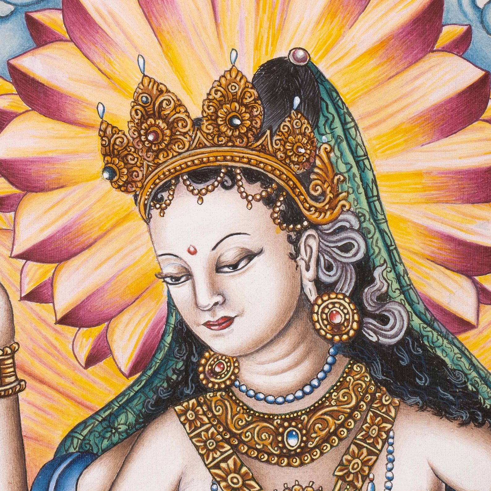 Saraswati in Traditional Newari Painting Thanka I Refined - Etsy