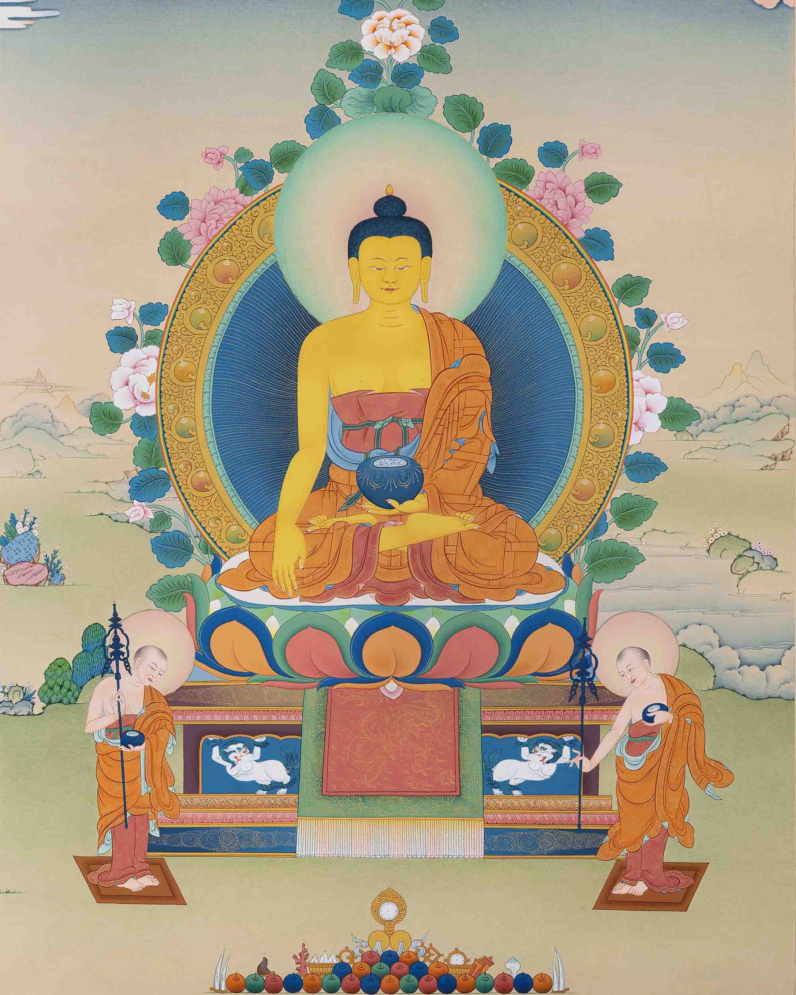 Buddha Shakyamuni With Two Disciples, Maudgalyayana & Sariputra in ...