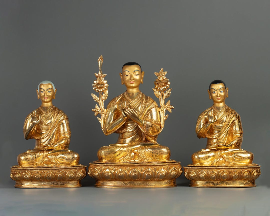 Exquisitely Crafted Je Tsong Khapa With His Disciples Statue I Founder ...