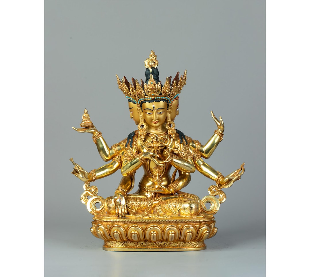 24K Gold Gilded Namgyalma Statue I Goddess of Long Life and ...