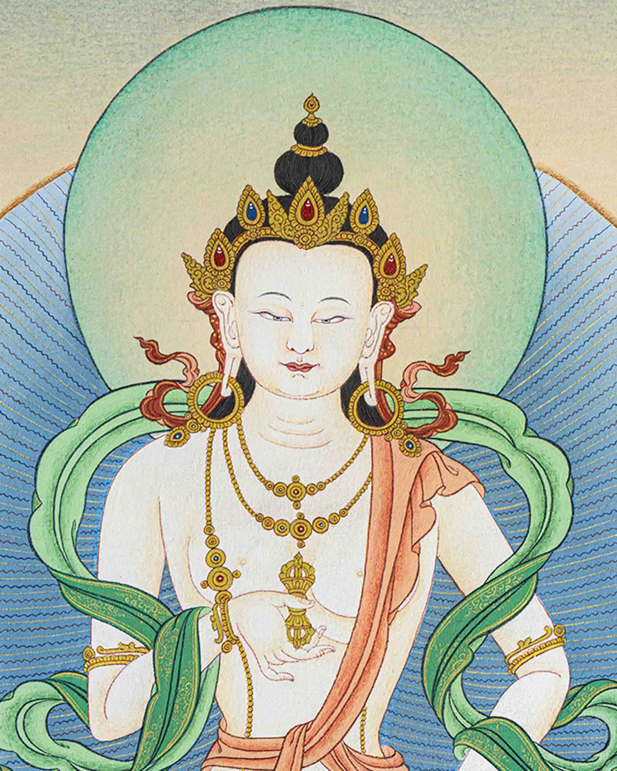 Vajrasattva in Traditional Thangka Painting L Bodhisattva of ...