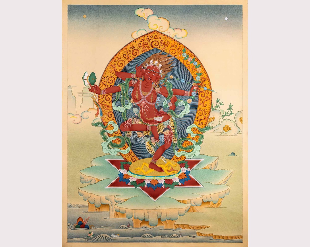 Kurukulle in Traditional Thangka Painting, Semi-wrathful Female Deity ...