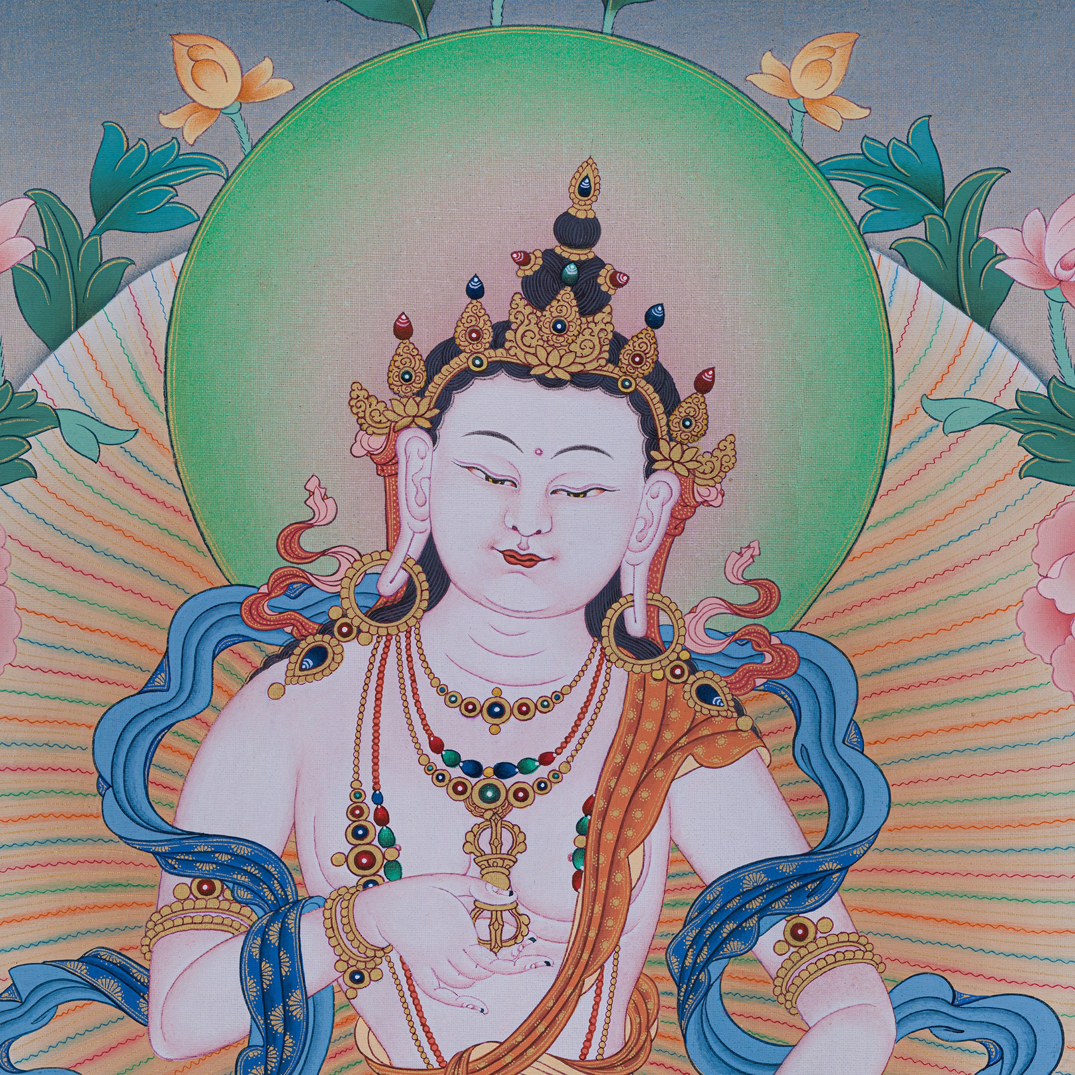 Vajrasattva in Tibetan Thanka Paintingi Karmagdri Style I Refined ...