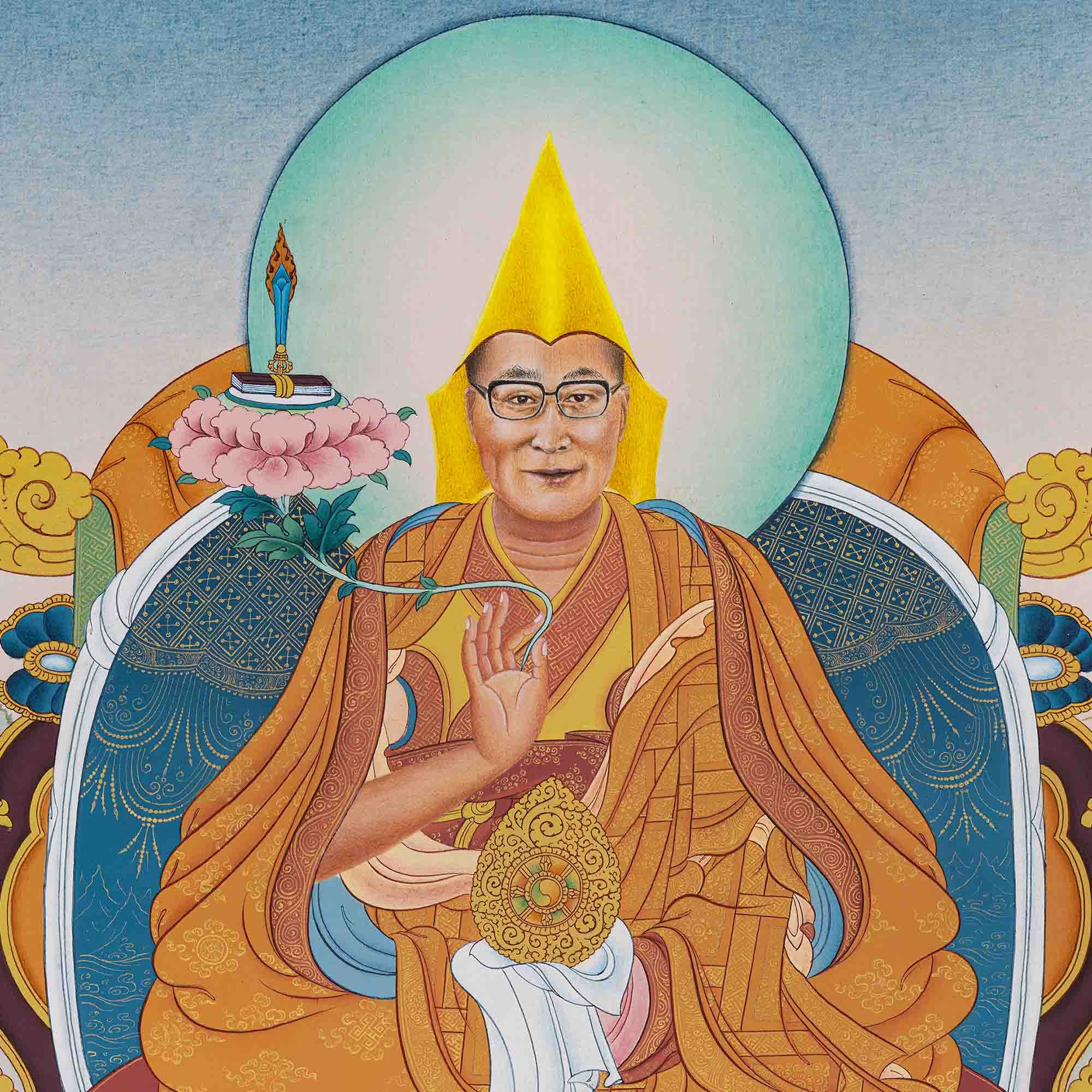 His Holiness 14th Dalai Lama in Traditional Thangka Painting L - Etsy