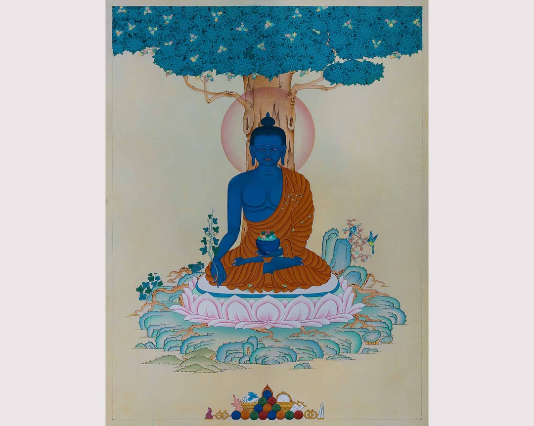 Medicine Buddha in Traditional Thangka in Giclée High Quality Fine Art ...