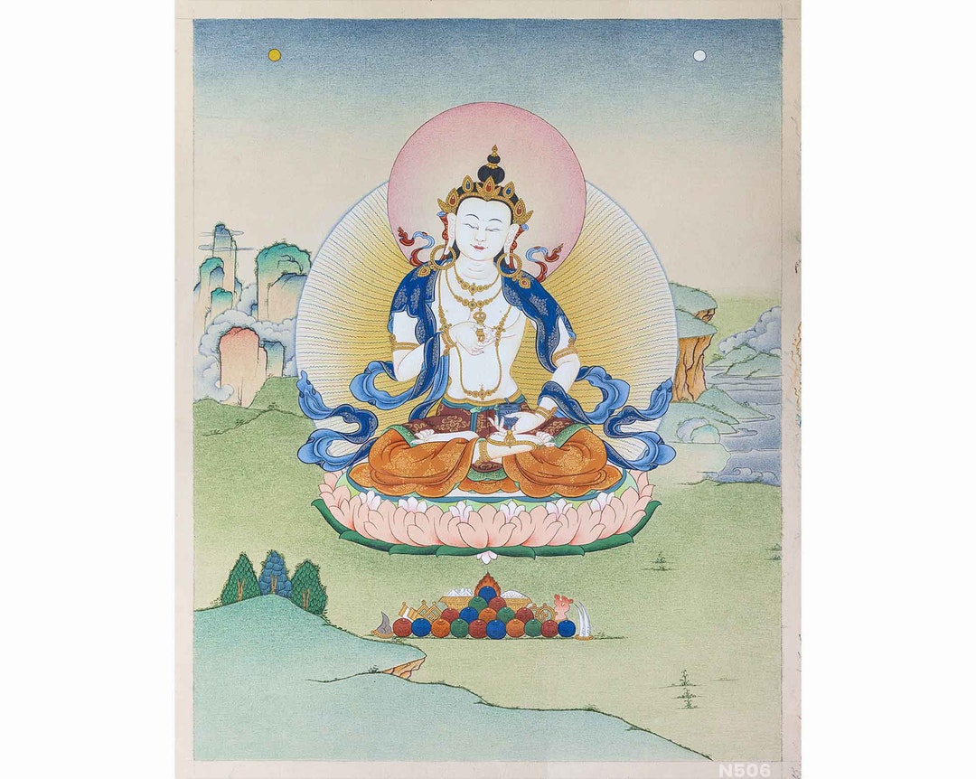 Vajrasattva in Traditional Thangka Painting L Bodhisattva of ...