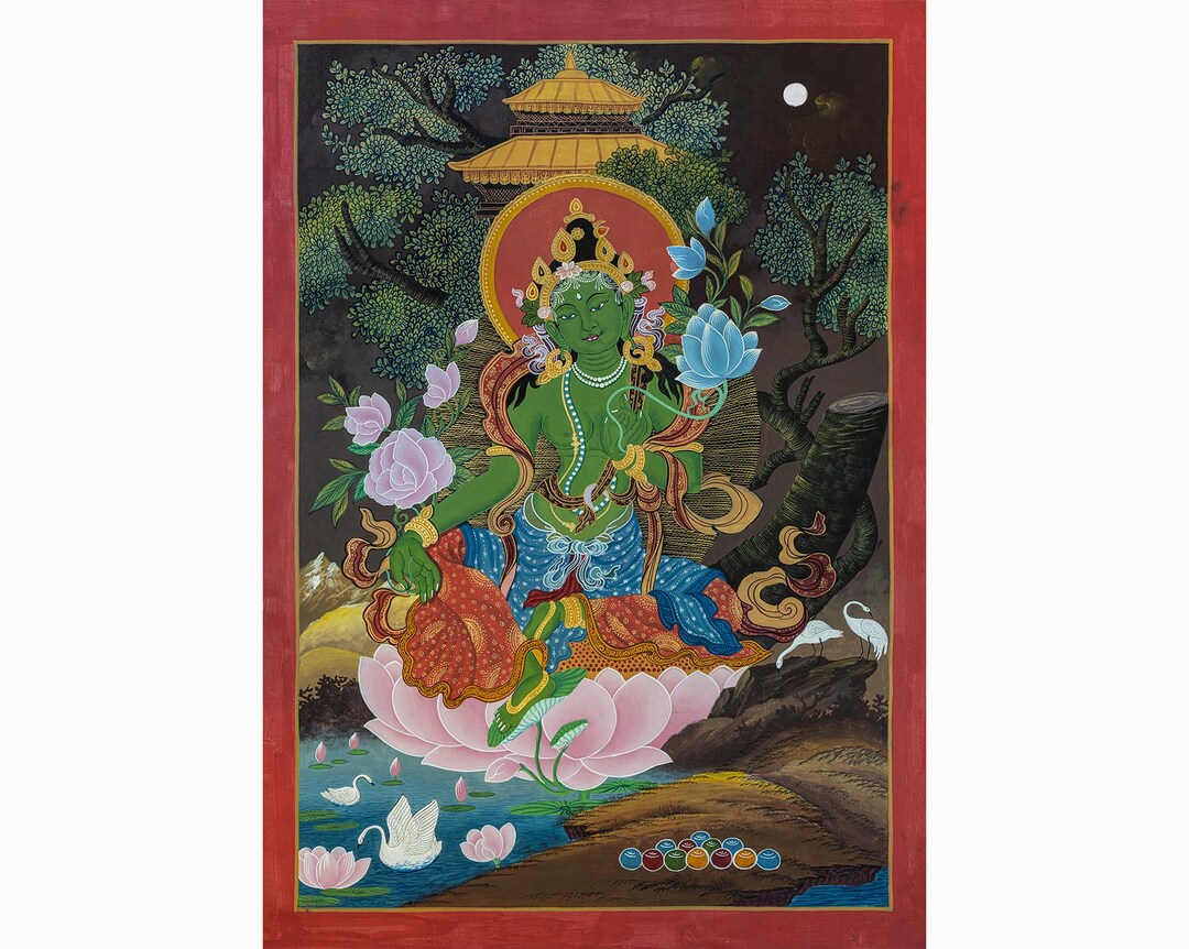 Green Tara Thanka Giclée Canvas Print: Newari Art - Etsy